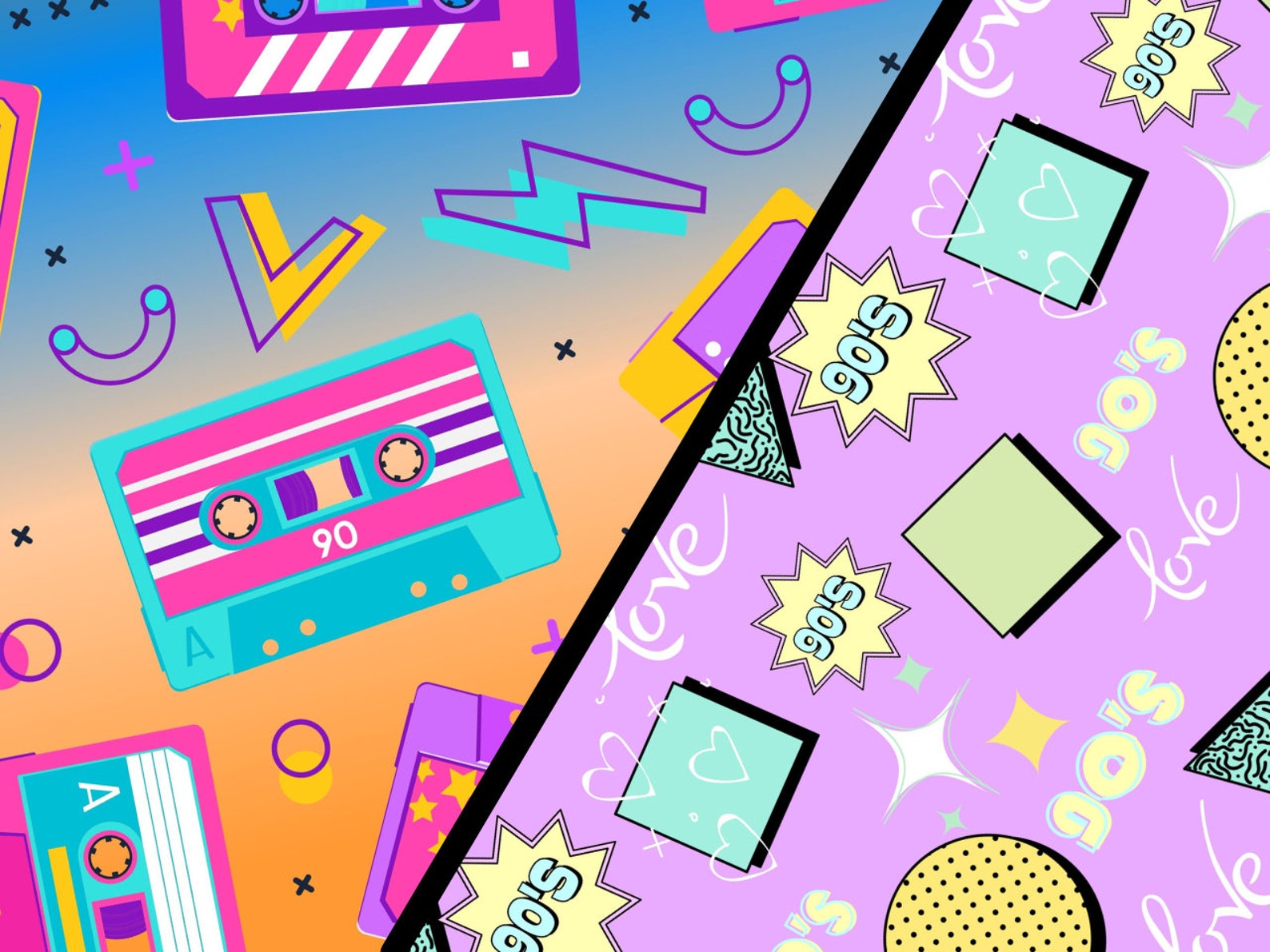 90s Style Digital Paper Pack-12"x 12" INSTANT Download-digital Prints ...
