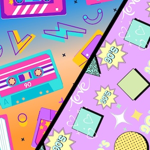 90s Style Digital Paper Pack-12"x 12" INSTANT Download-digital Prints ...