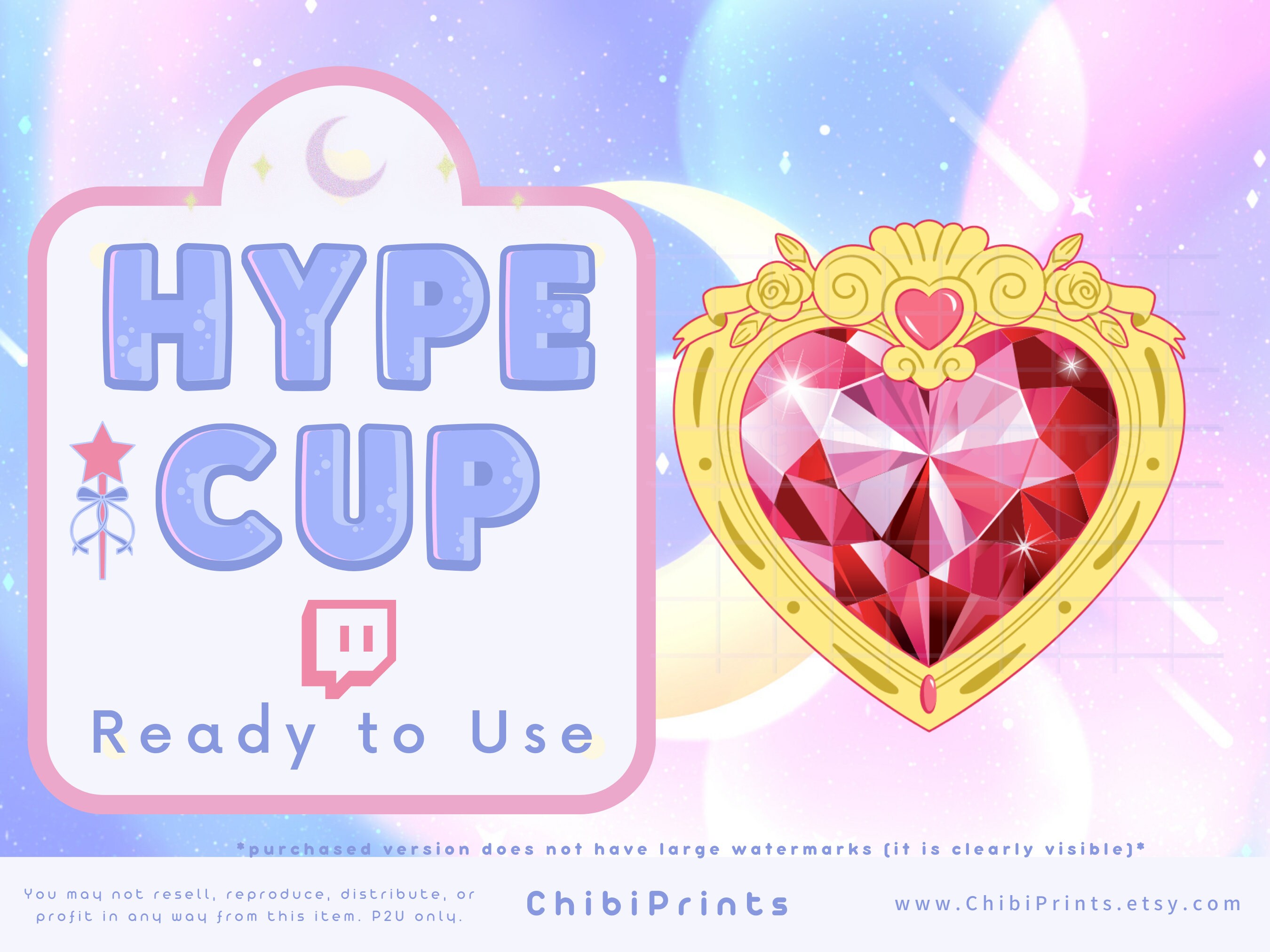 Heart Diamond Hype Cup, Livestream Hype Cup, Twitch Tip Jar, Jewel ...