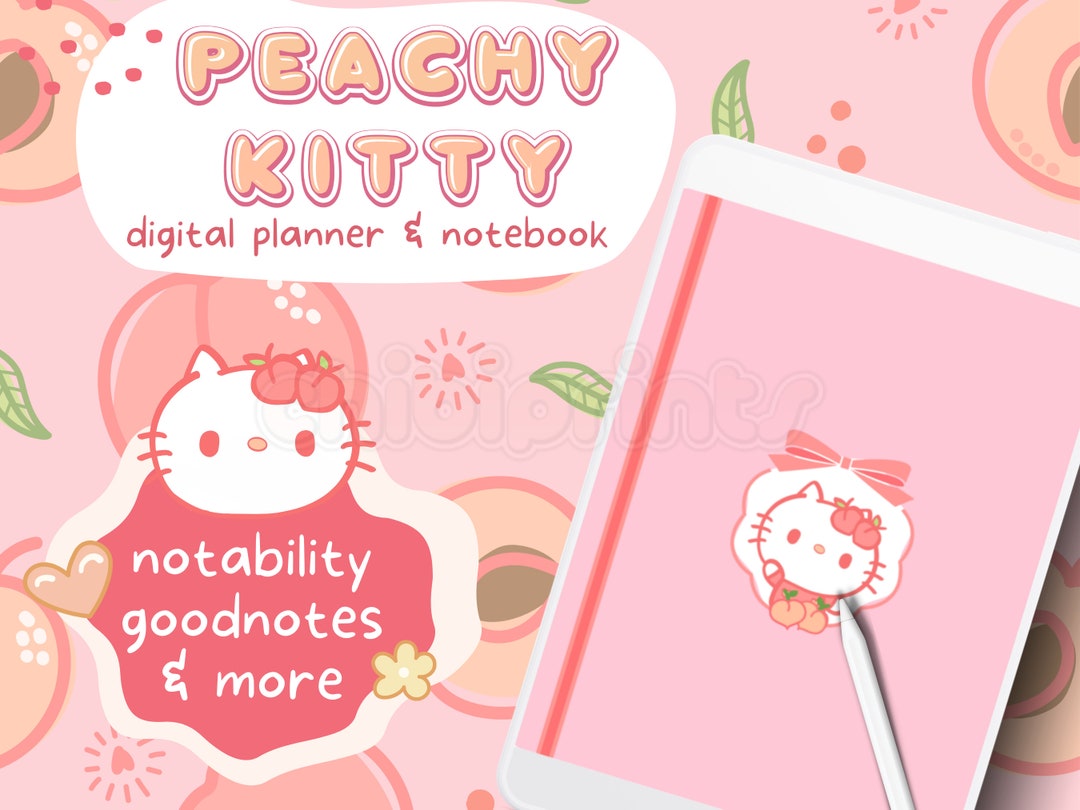 Peachy Kitty Digital Planner & Notebook, Notability, Goodnotes, Samsung ...