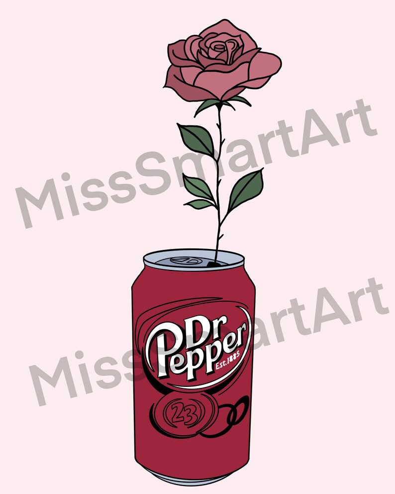 Vintage Pop Can Dr. Pepper Flowers Retro Downloadable Art - Etsy