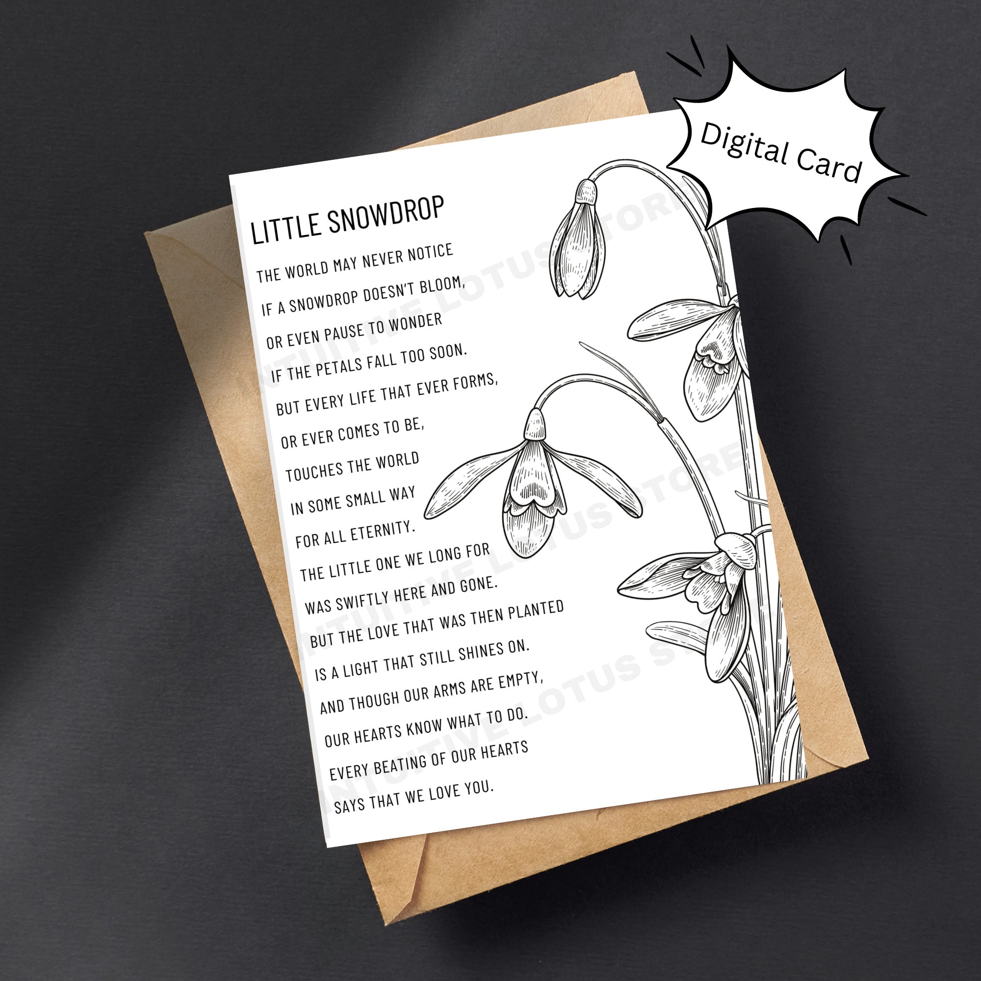 Baby Loss Poem Card, Little Snow Drop Poem, Infant Loss, Stillbirth ...