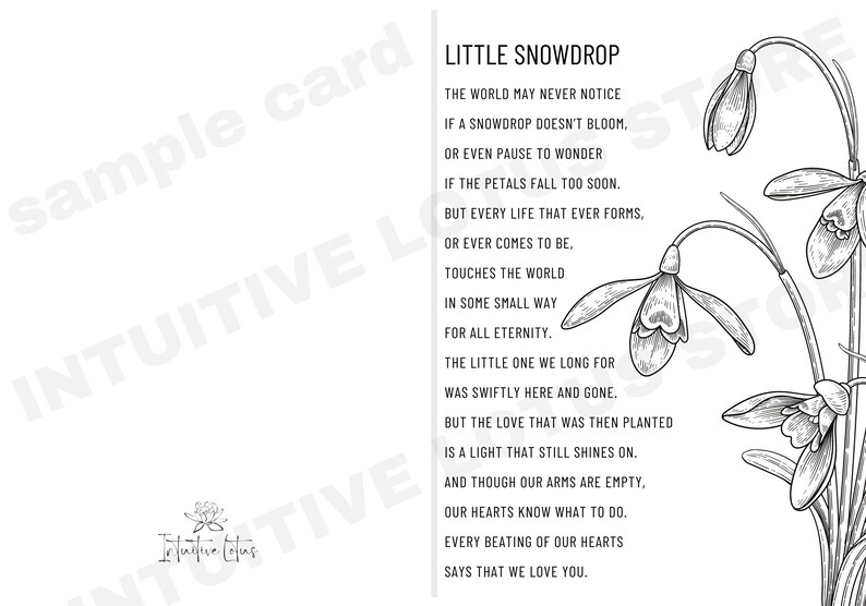 Baby Loss Poem Card, Little Snow Drop Poem, Infant Loss, Stillbirth ...