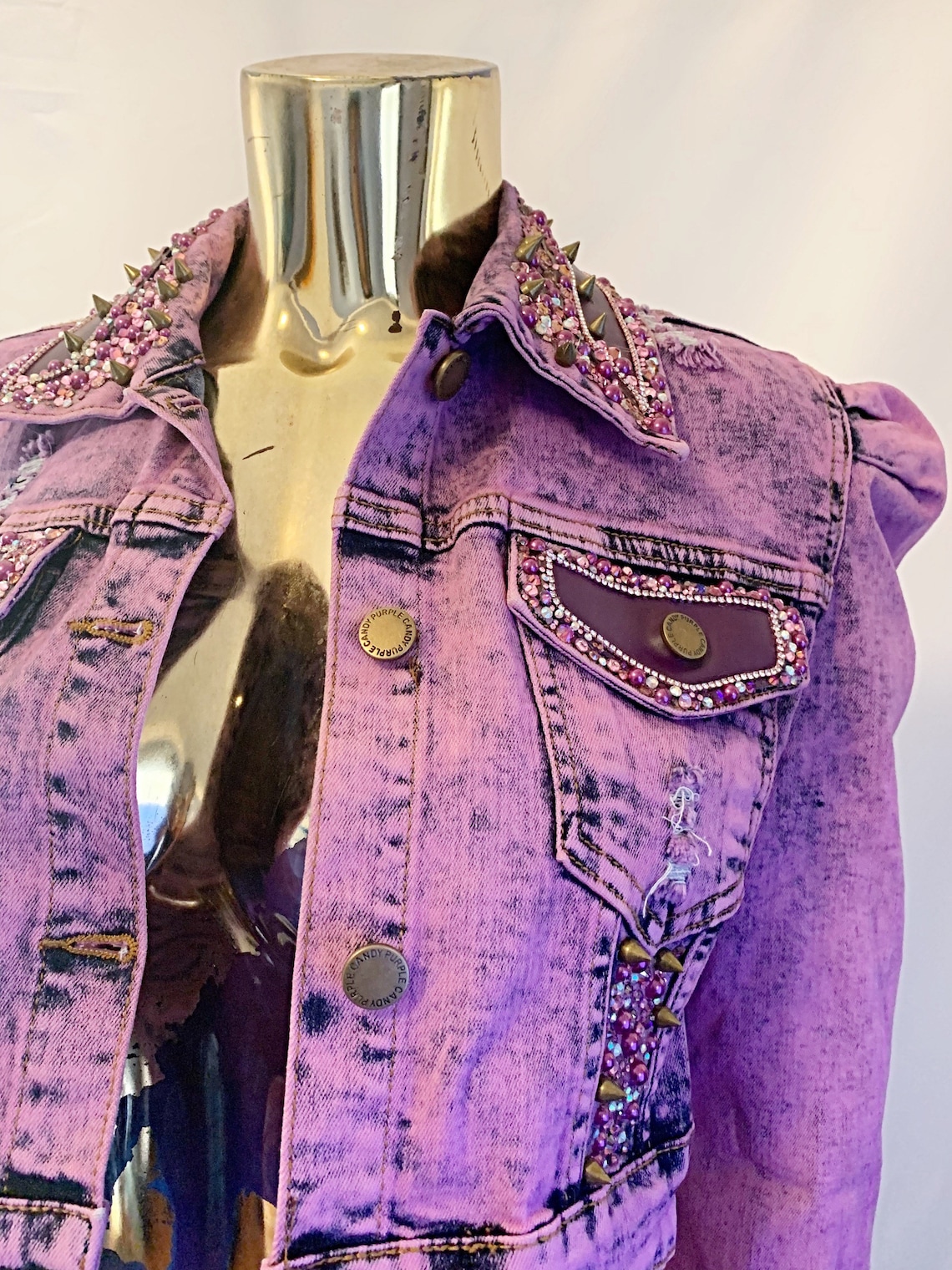 Purple Jean Rhinestone Jacket - Etsy