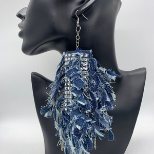 Fringe Denim Earring - Etsy