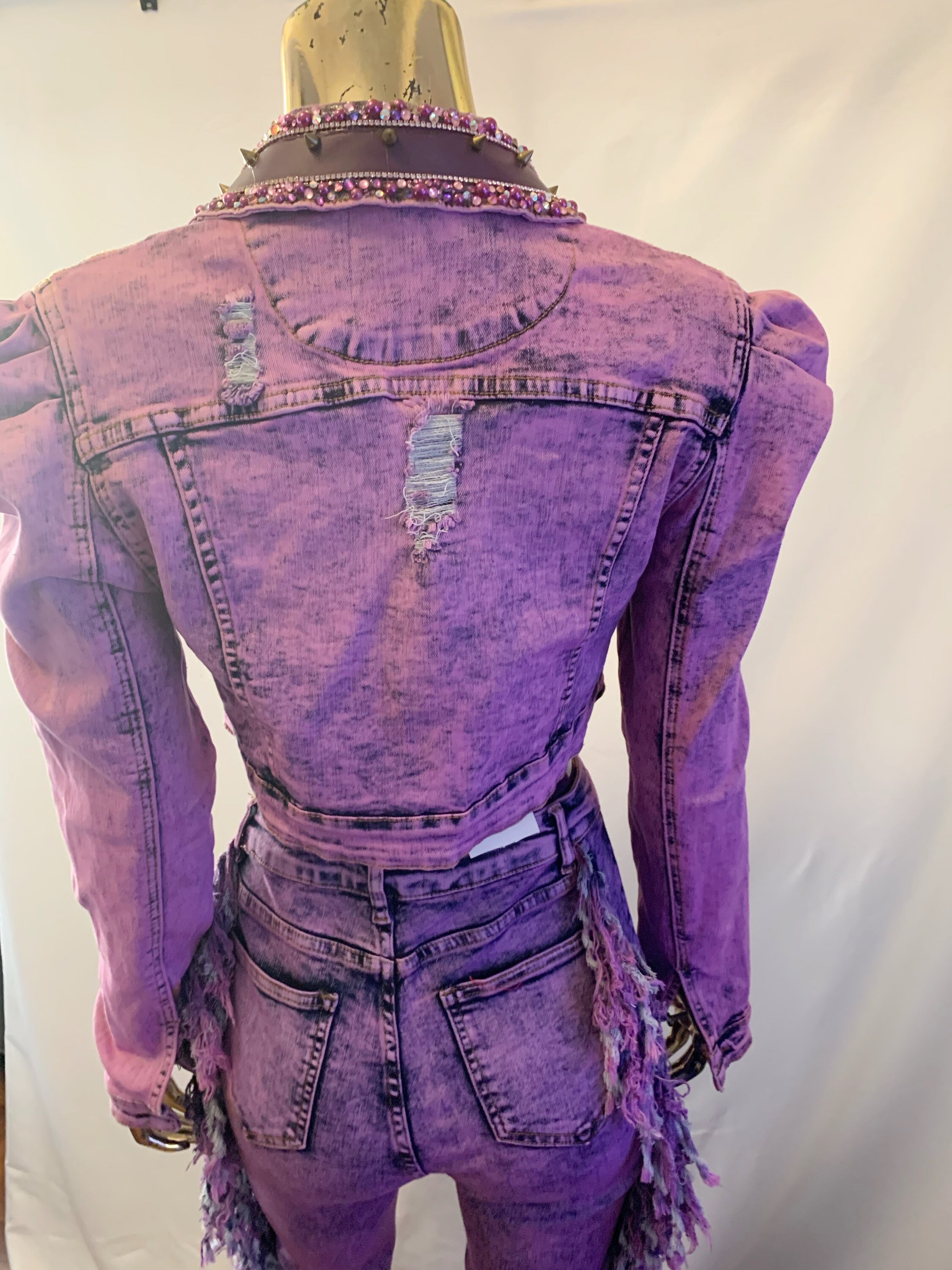 Purple Jean Rhinestone Jacket - Etsy