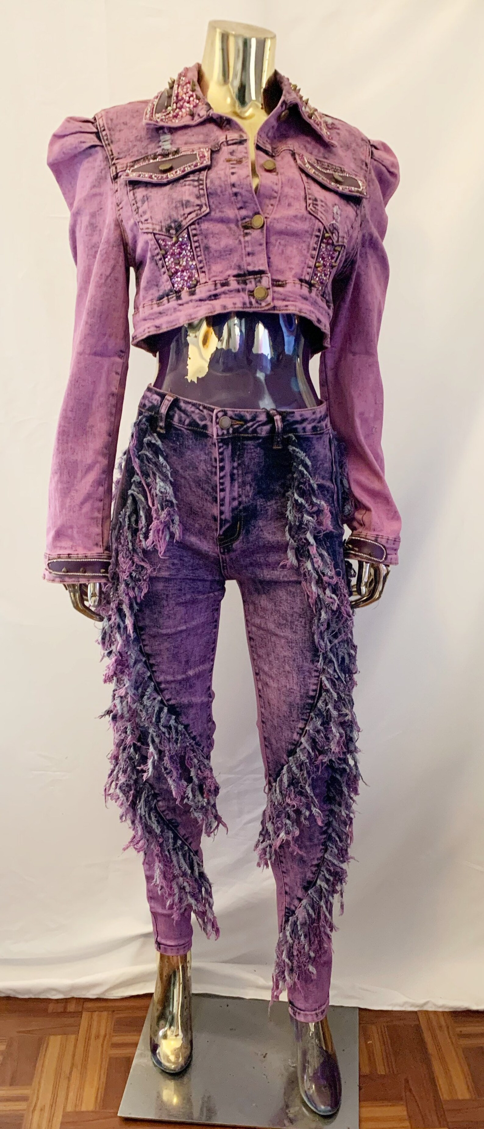 Purple Jean Rhinestone Jacket - Etsy