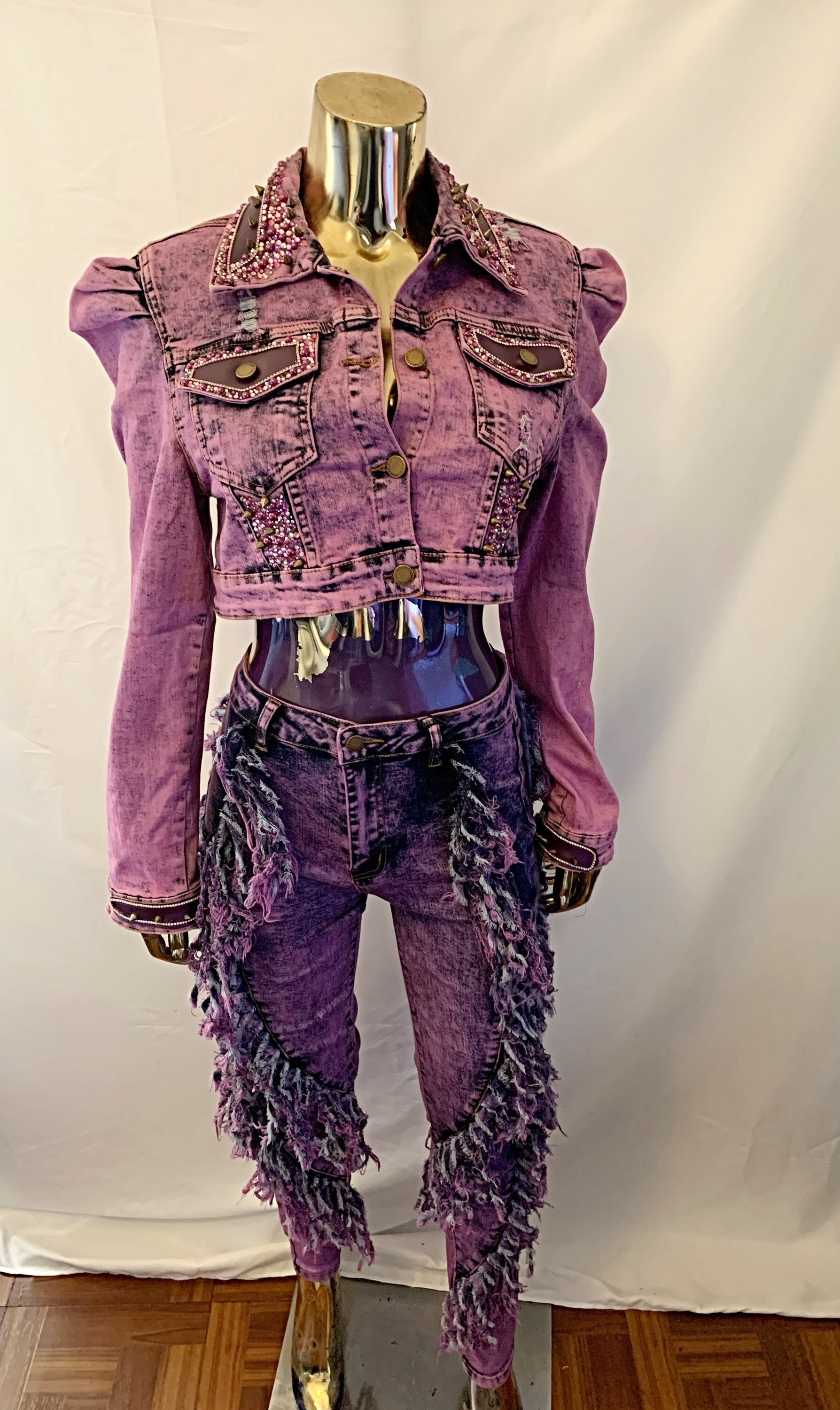 Purple Jean Rhinestone Jacket - Etsy