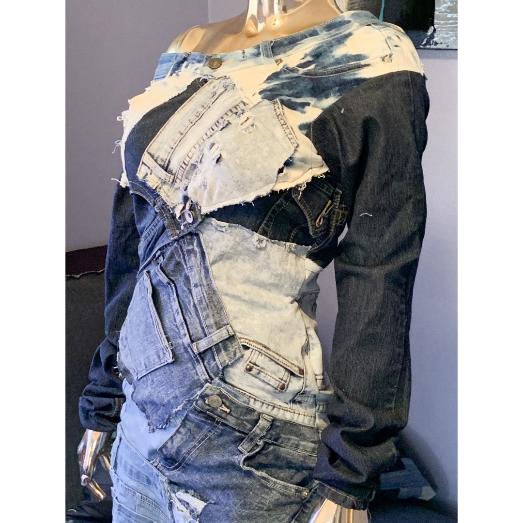 Denim Patchwork Dress - Etsy