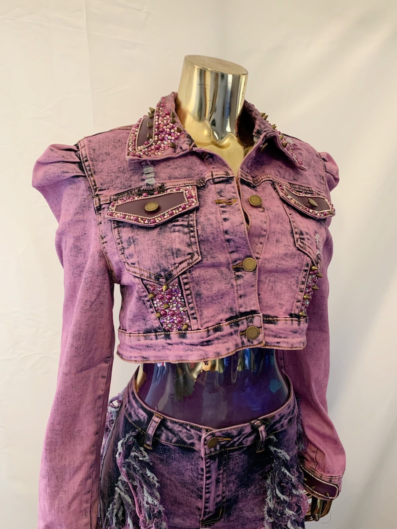 Purple Jean Rhinestone Jacket - Etsy