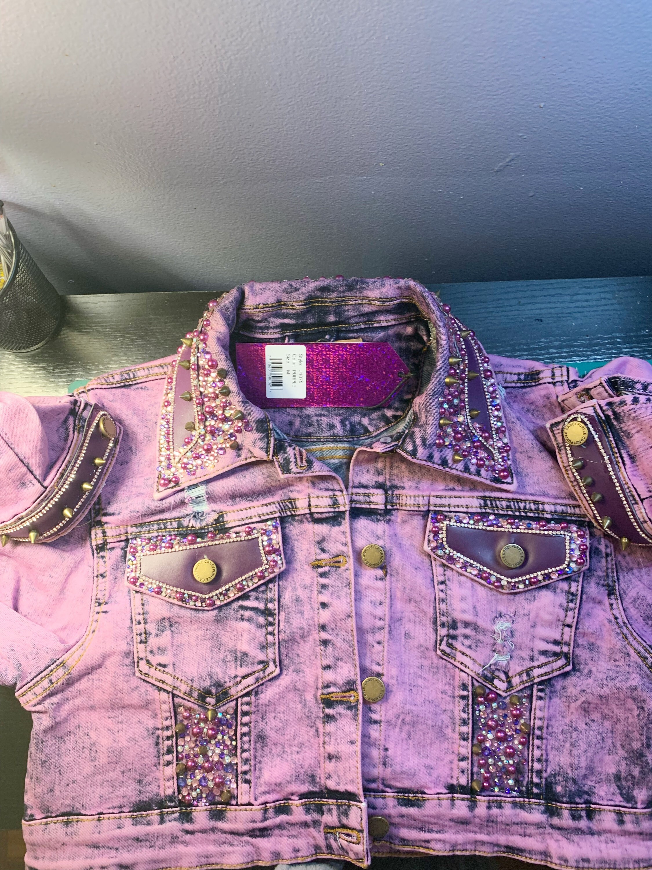 Purple Jean Rhinestone Jacket - Etsy