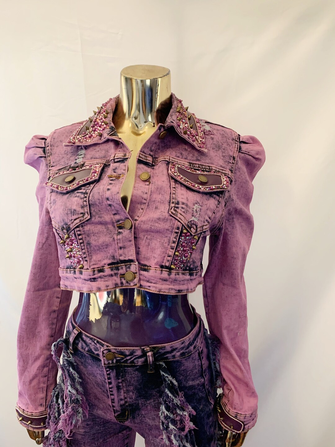 Purple Jean Rhinestone Jacket - Etsy