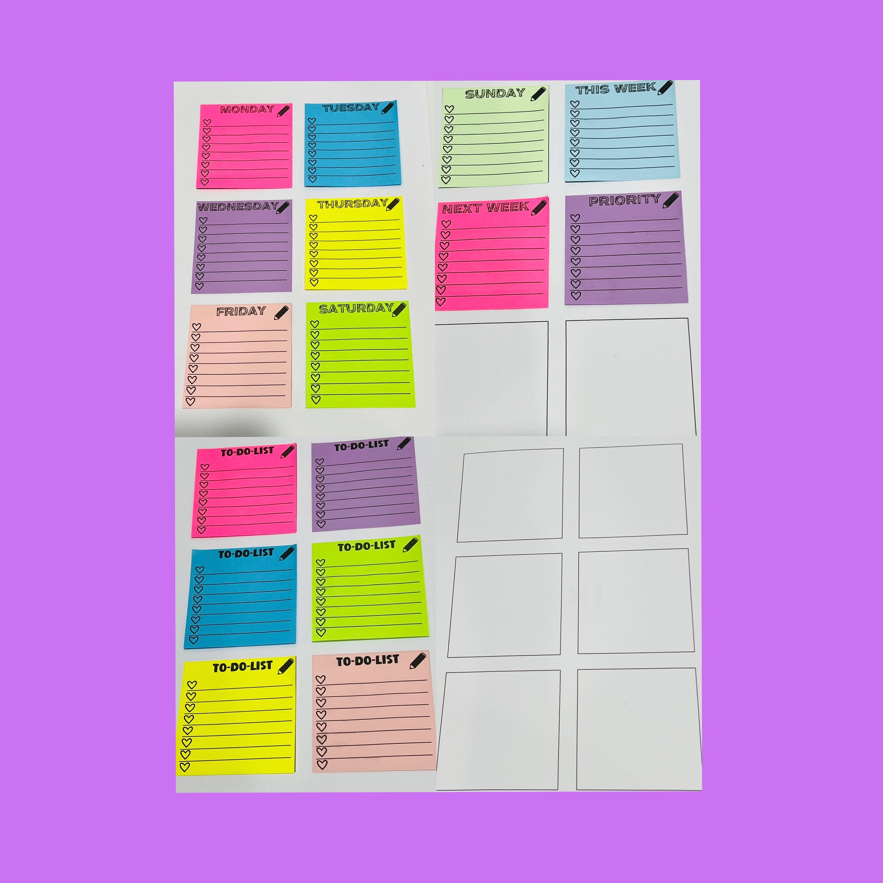 Sticky Notes Printable Templates Daily, Weekly to Do List Planner ...