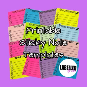 Sticky Notes Printable Templates Daily, Weekly to Do List Planner ...