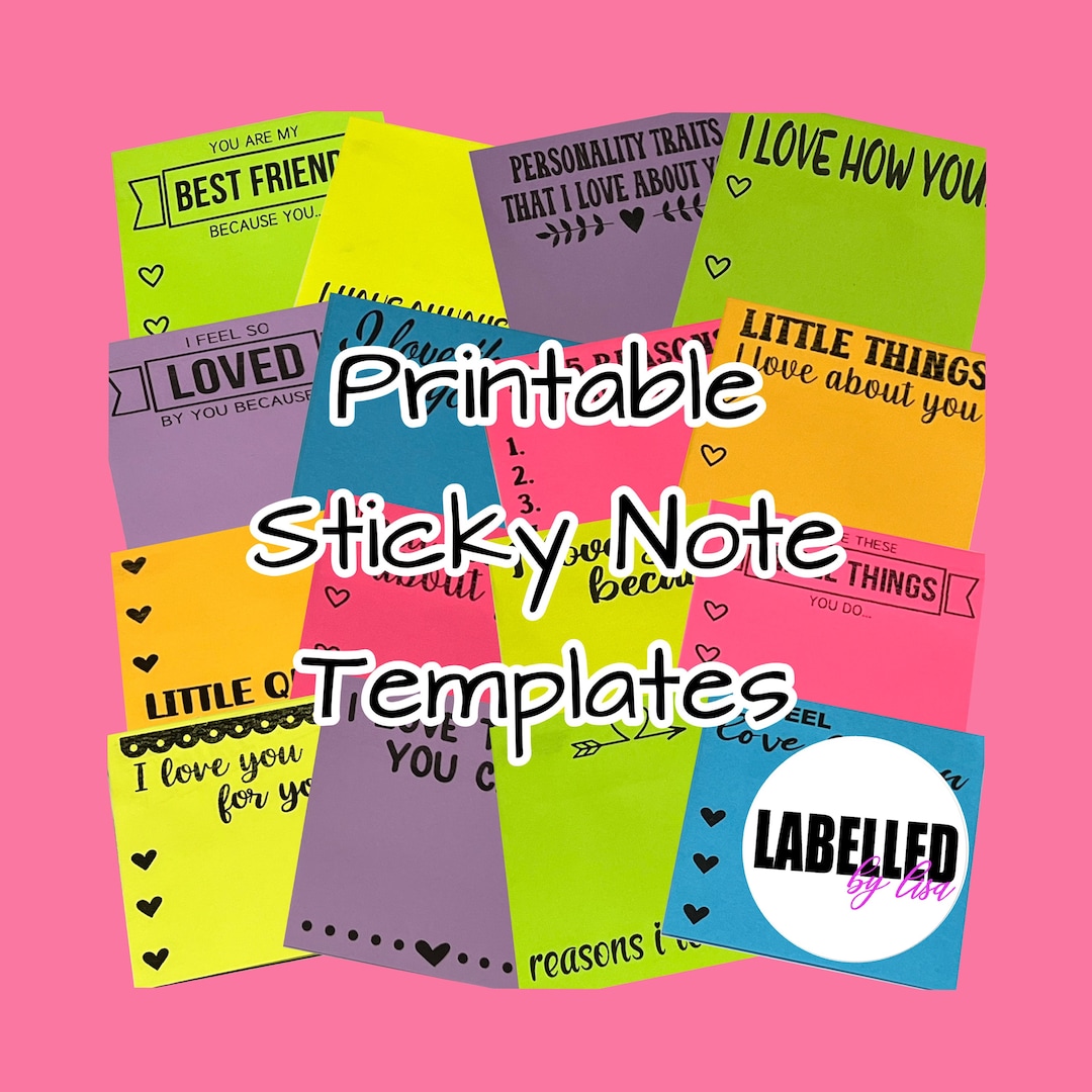 Sticky Notes Printable Templates, Sticky Note Love Notes Valentines Day ...