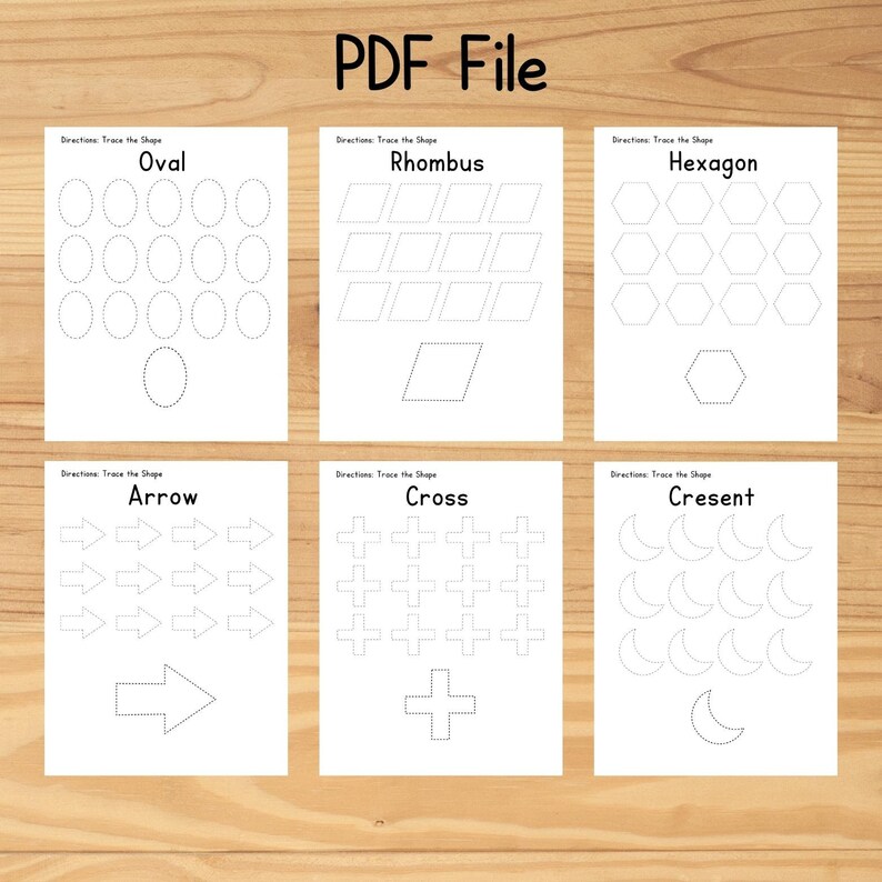 14 Trace the Shape Worksheets PDF, Preschool Shape Tracing Pages, Basic ...
