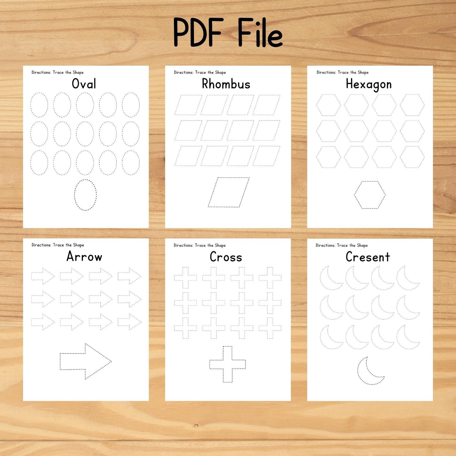 14 Printable Trace the Shape Worksheets, Preschool, Basic Shape ...