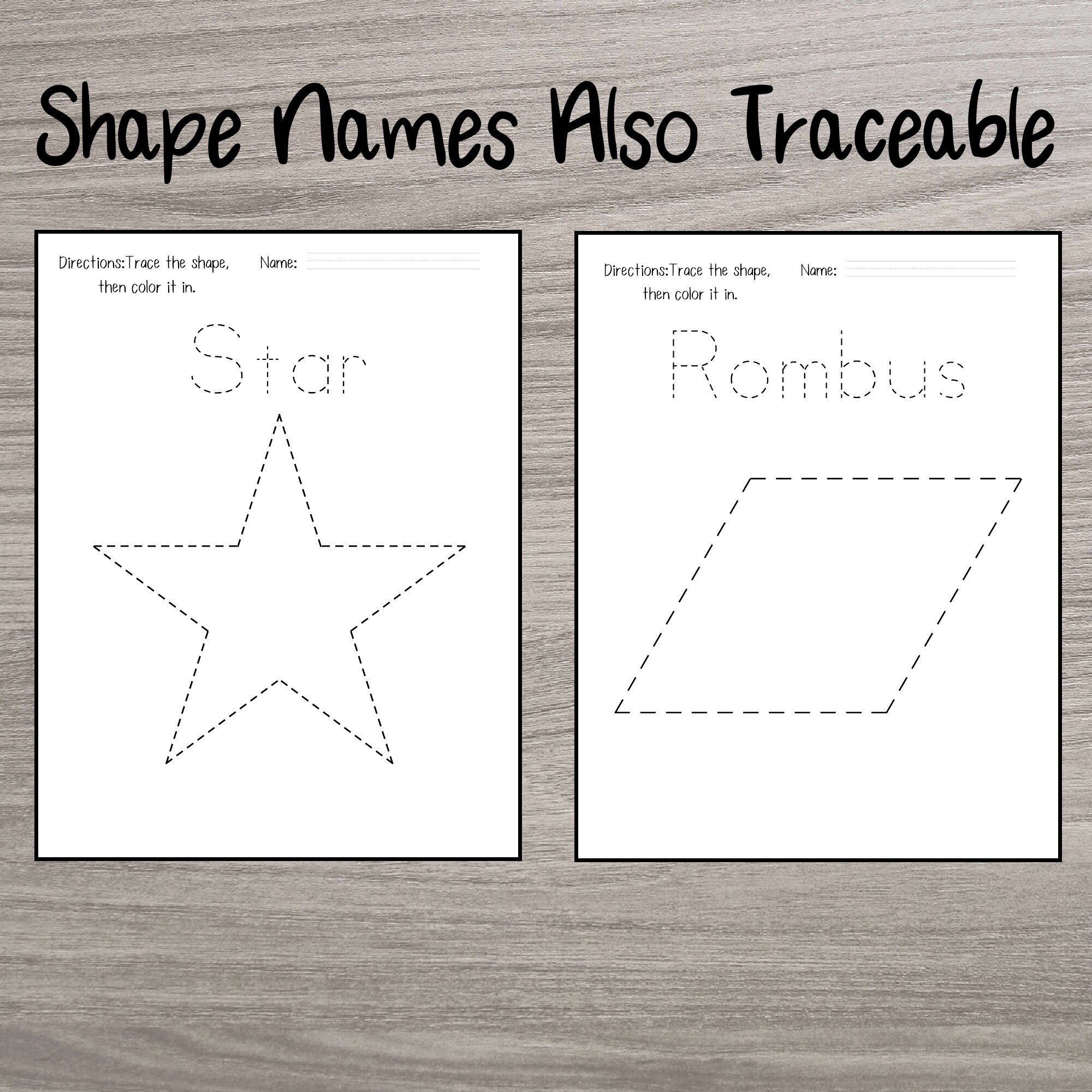 10 Printable Trace the Shape Worksheets, Preschool, Basic Shape ...
