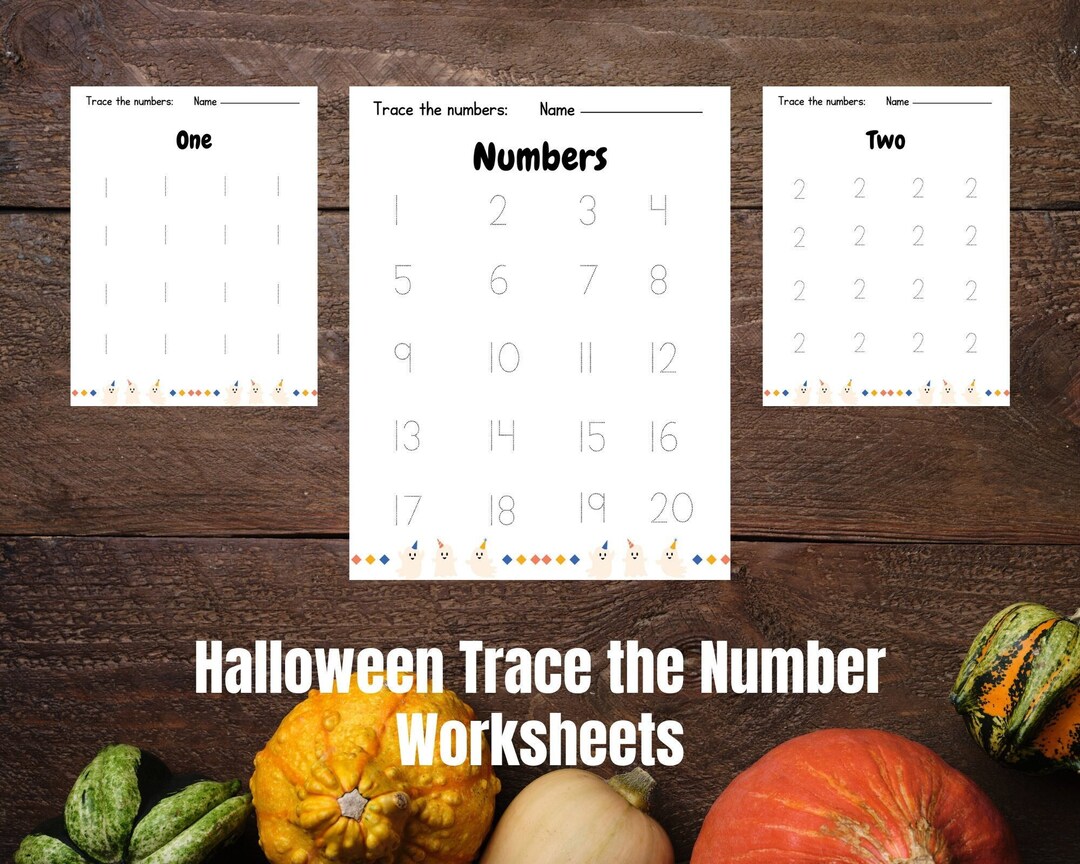 21 Printable Trace the Number Worksheet, Halloween, Preschool, Basic ...