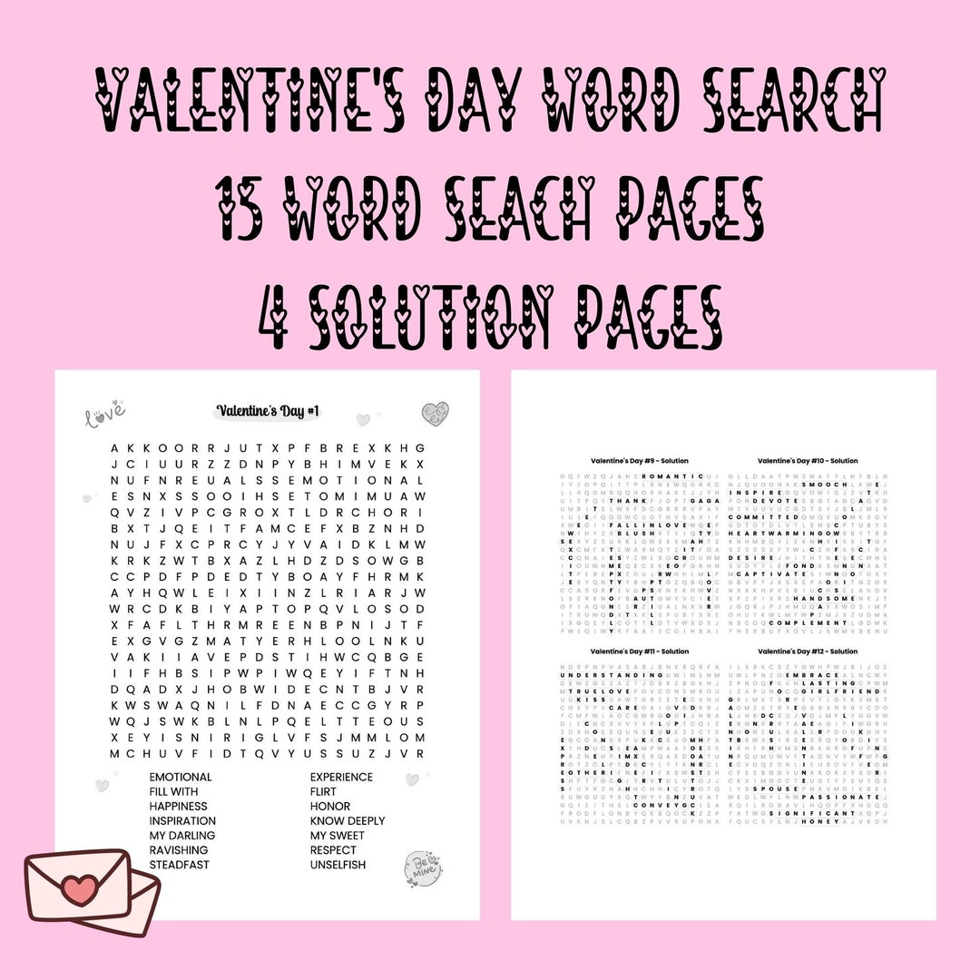 Valentine's Day Word Search Game, Printable Valentine Card, Valentine's ...