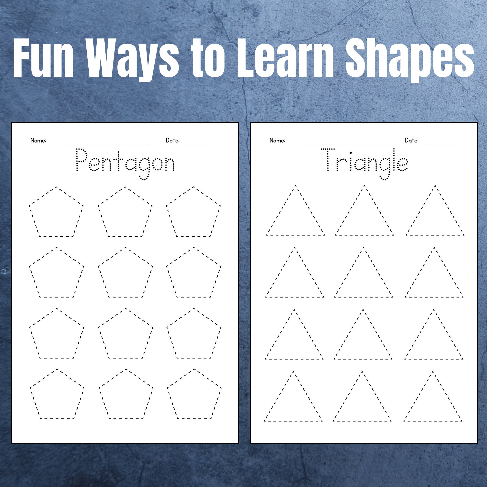 10 Printable Trace the Shape Worksheets Preschool Basic - Etsy