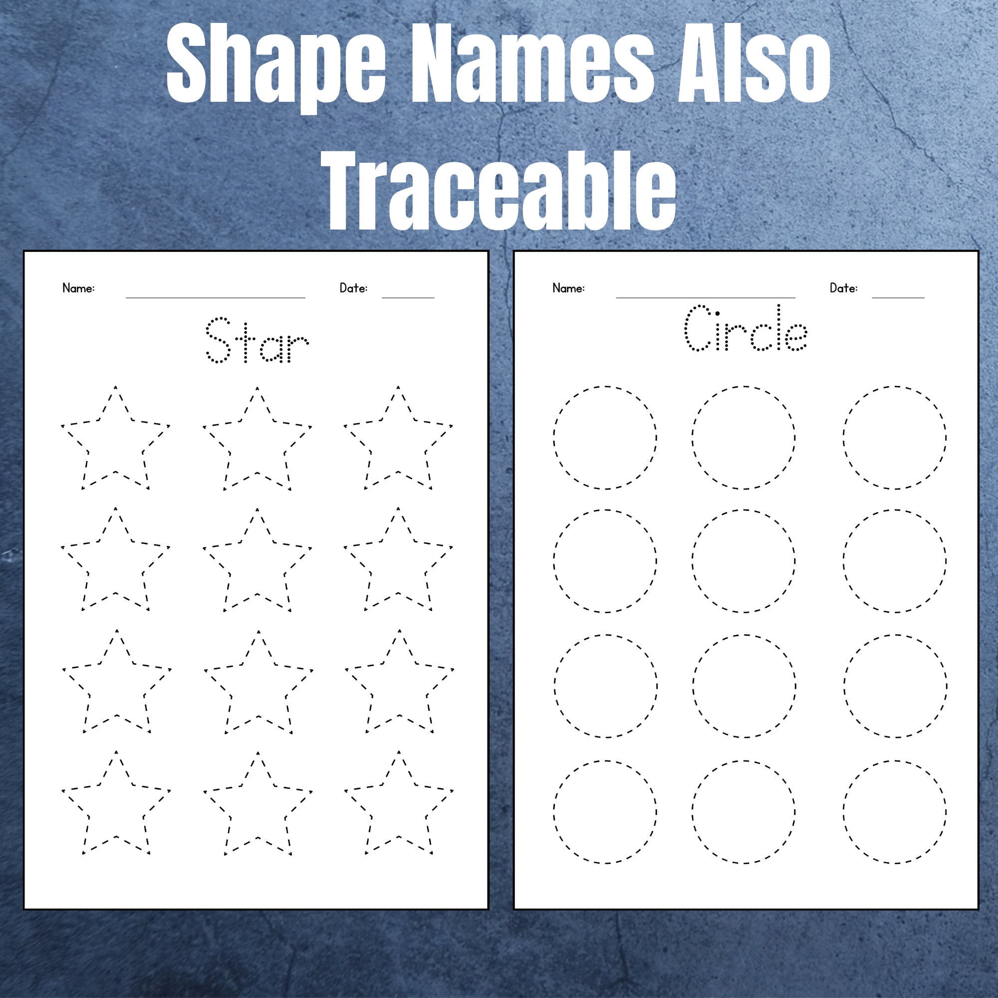 10 Printable Trace the Shape Worksheets, Preschool, Basic Shape ...