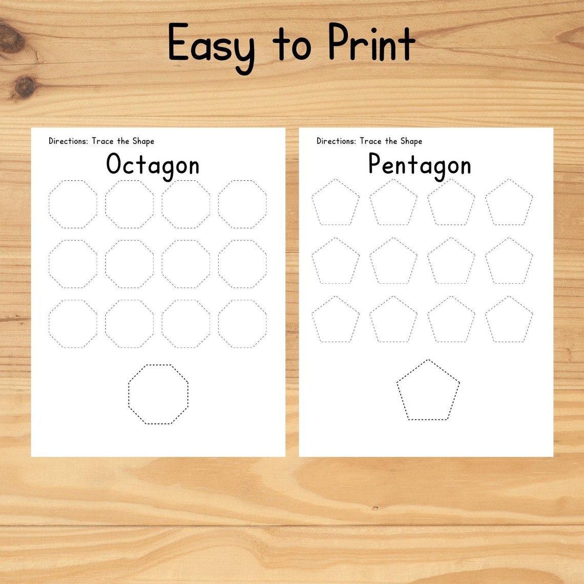 14 Trace the Shape Worksheets PDF, Preschool Shape Tracing Pages, Basic ...