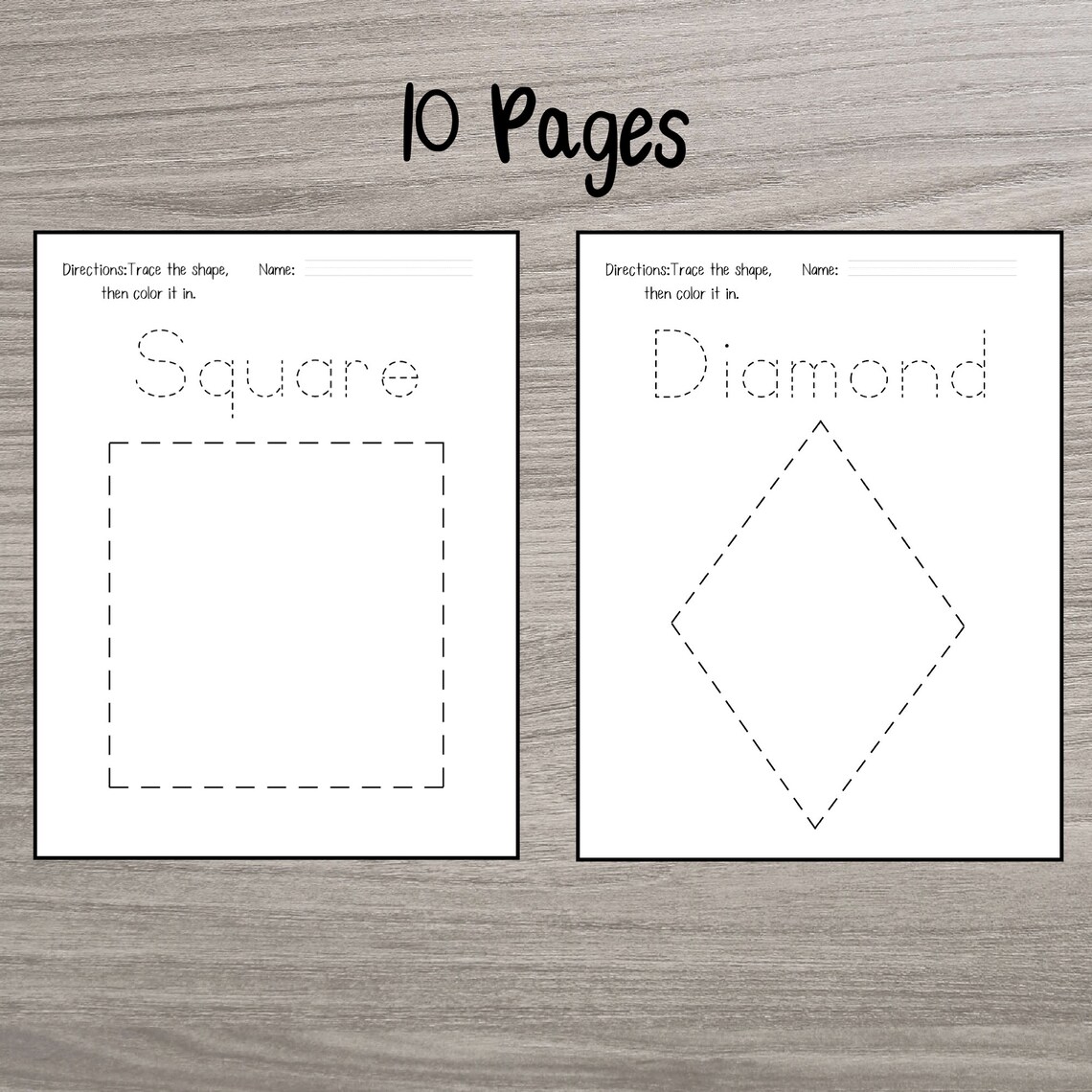 10 Printable Trace the Shape Worksheets, Preschool, Basic Shape ...