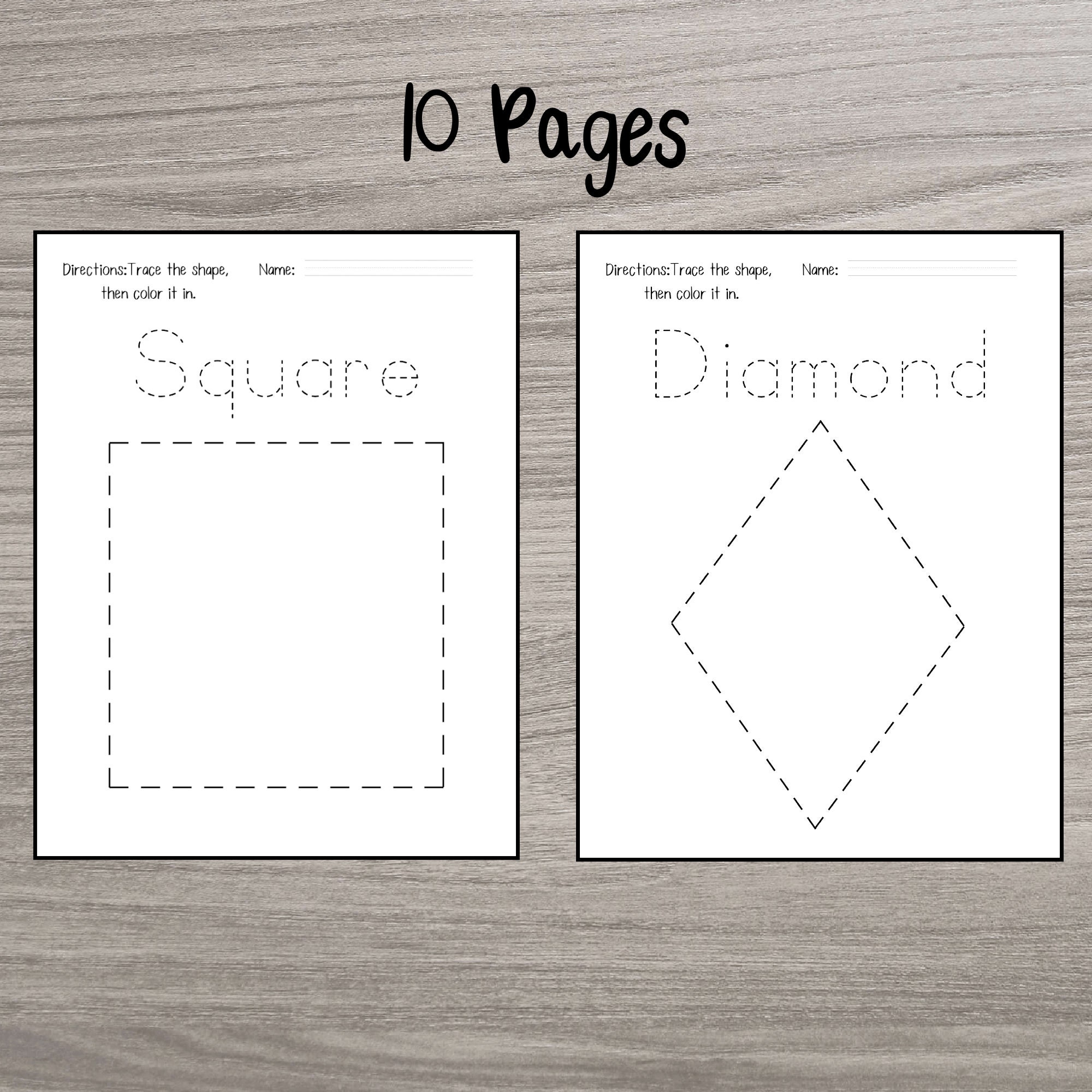 10 Printable Trace the Shape Worksheets, Preschool, Basic Shape ...