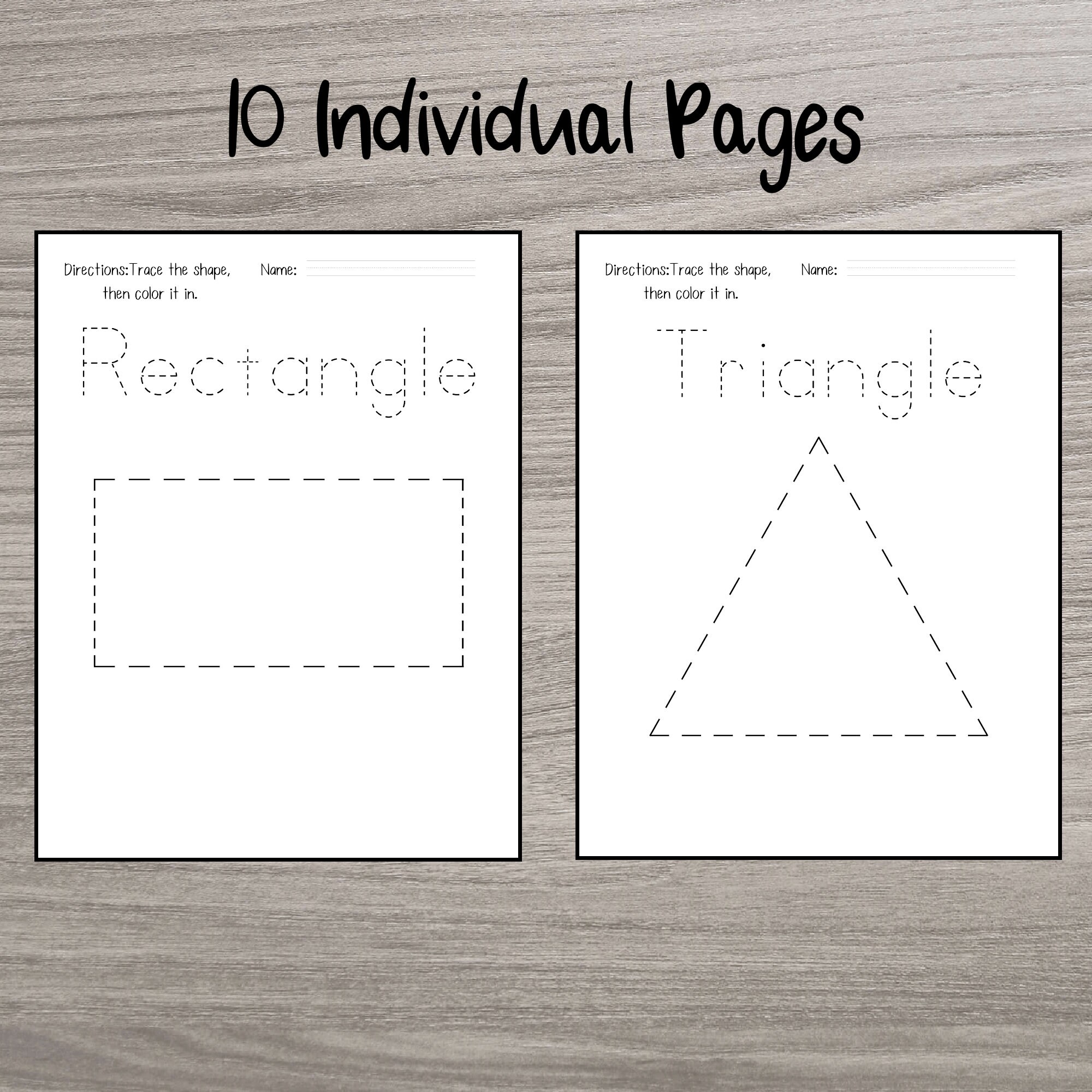 10 Printable Trace the Shape Worksheets, Preschool, Basic Shape ...
