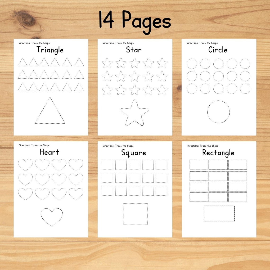 14 Printable Trace the Shape Worksheets, Preschool, Basic Shape ...