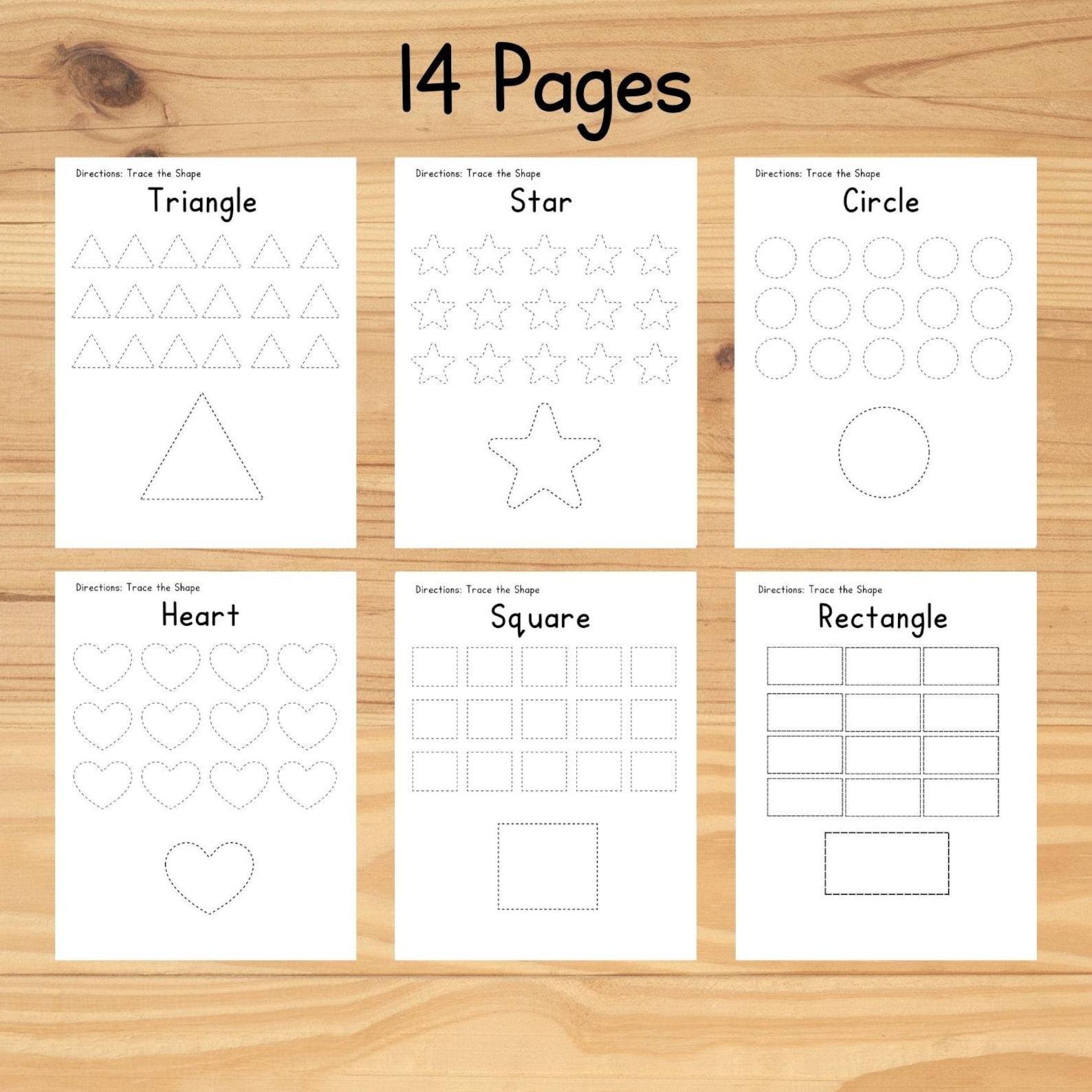 14 Printable Trace the Shape Worksheets, Preschool, Basic Shape ...
