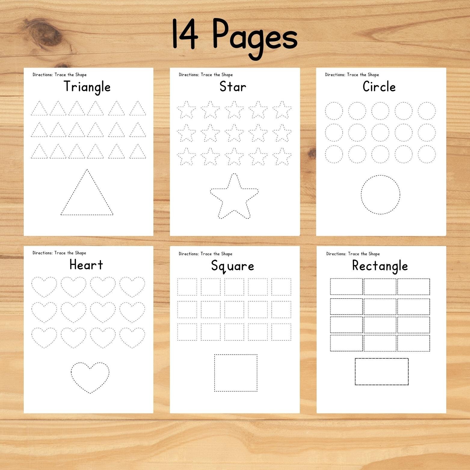 14 Printable Trace the Shape Worksheets, Preschool, Basic Shape ...