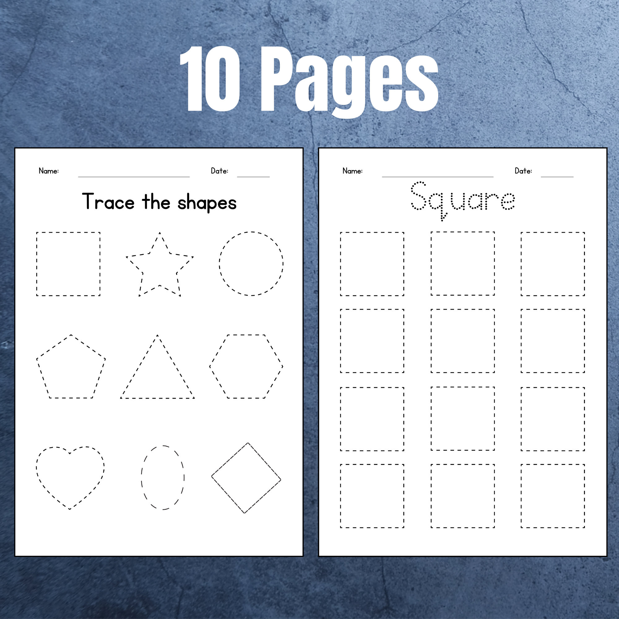 10 Printable Trace the Shape Worksheets, Preschool, Basic Shape ...