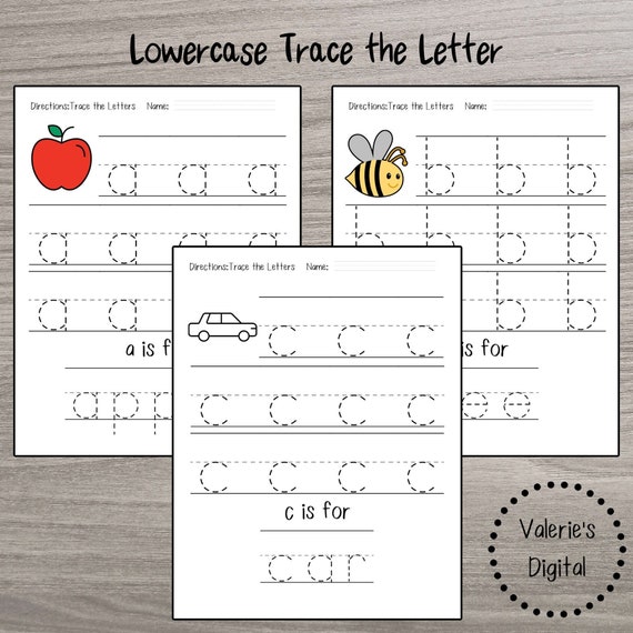 26 Alphabet Worksheets Lowercase Trace the Letter - Etsy
