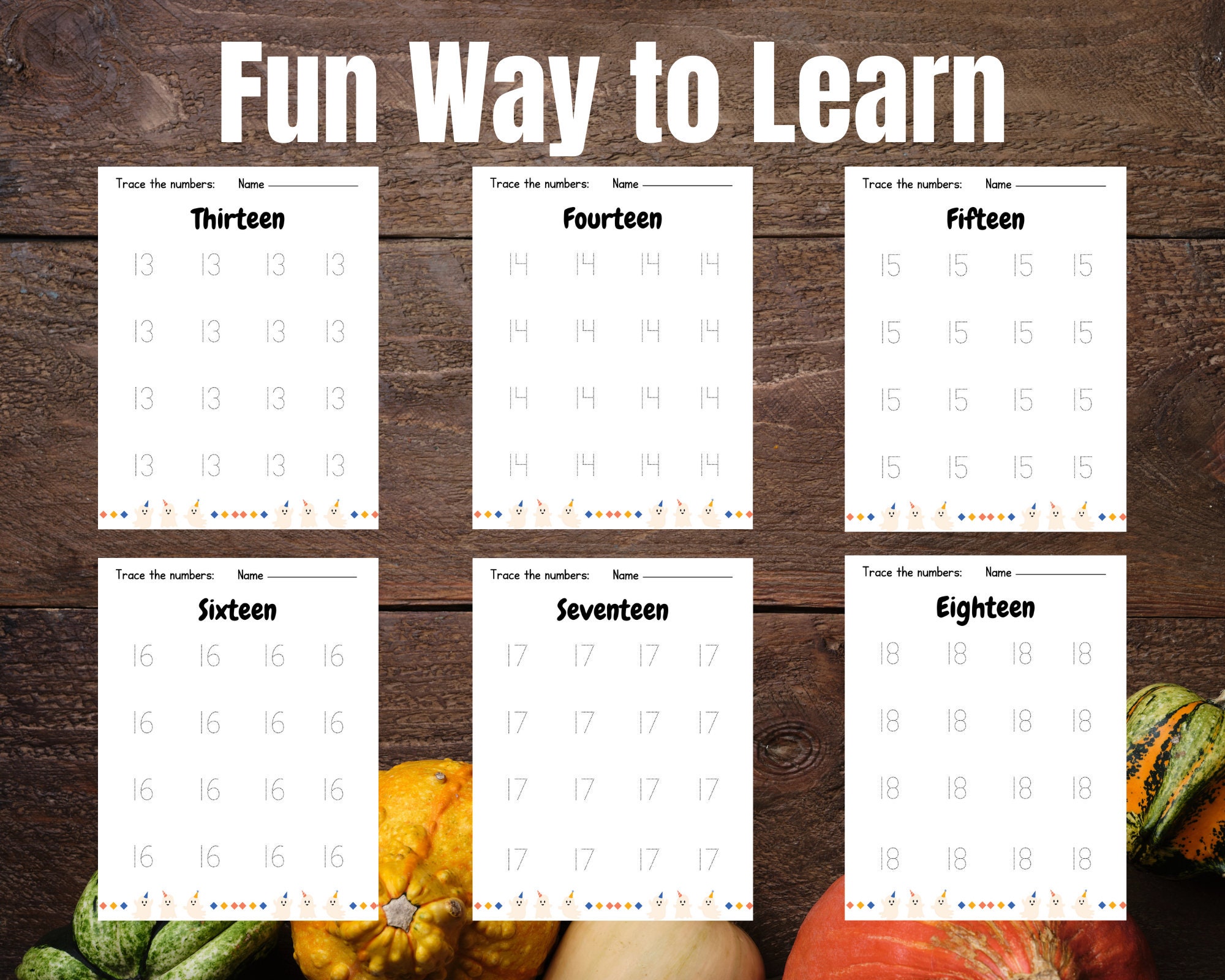 21 Printable Trace the Number Worksheet, Halloween, Preschool, Basic ...