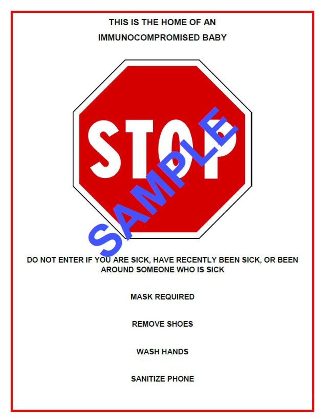 Stop Sign for Immunocompromised - Etsy