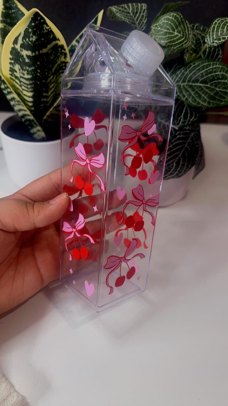 Cherry Bows Milk Carton Bottle - Etsy