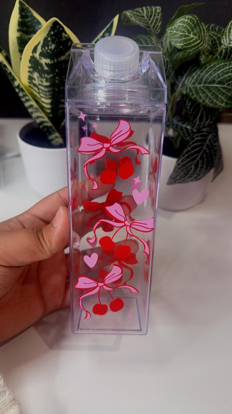 Cherry Bows Milk Carton Bottle - Etsy
