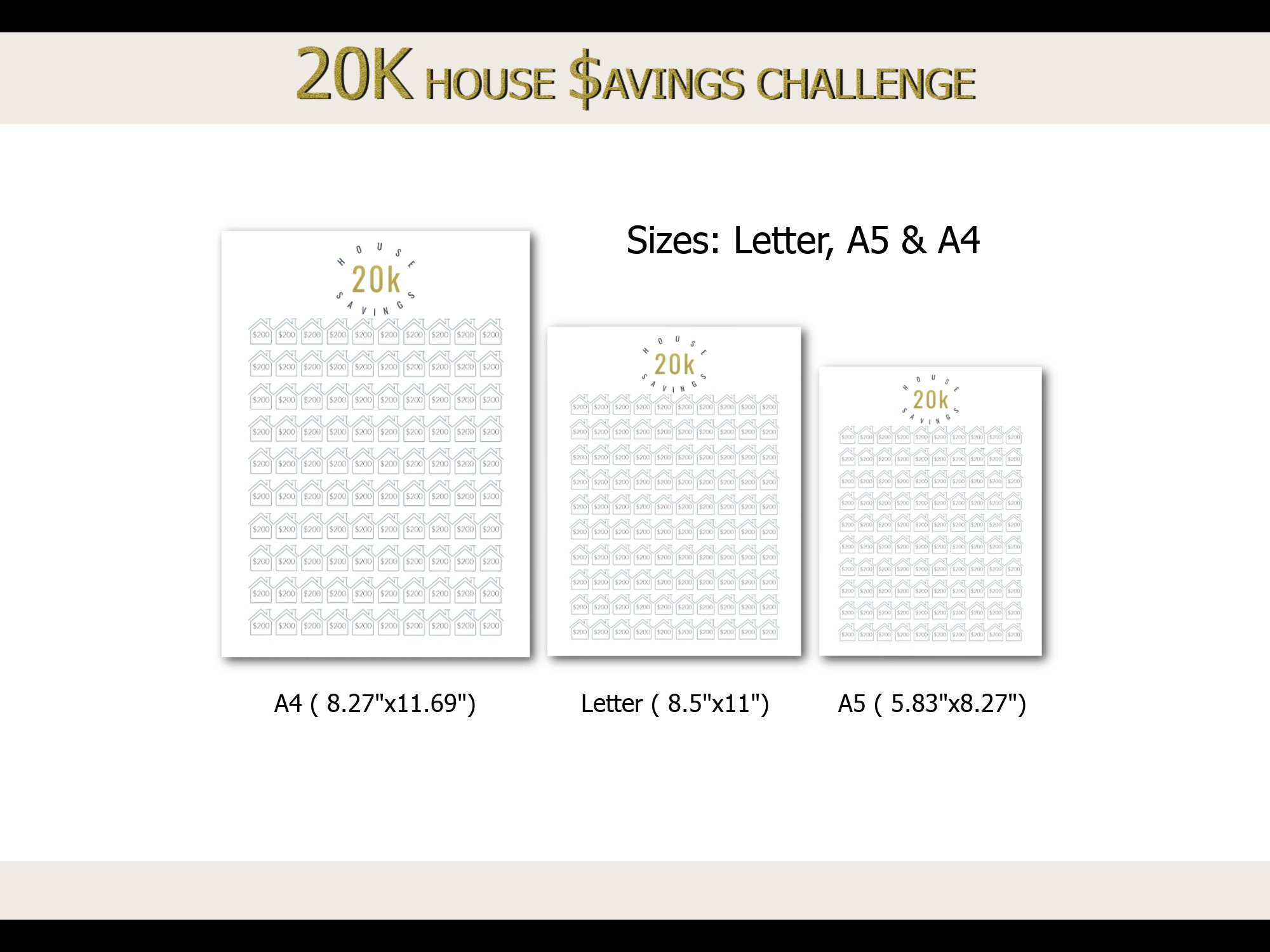 Printable 20K House Savings Challenge, Savings Challenge, Money ...