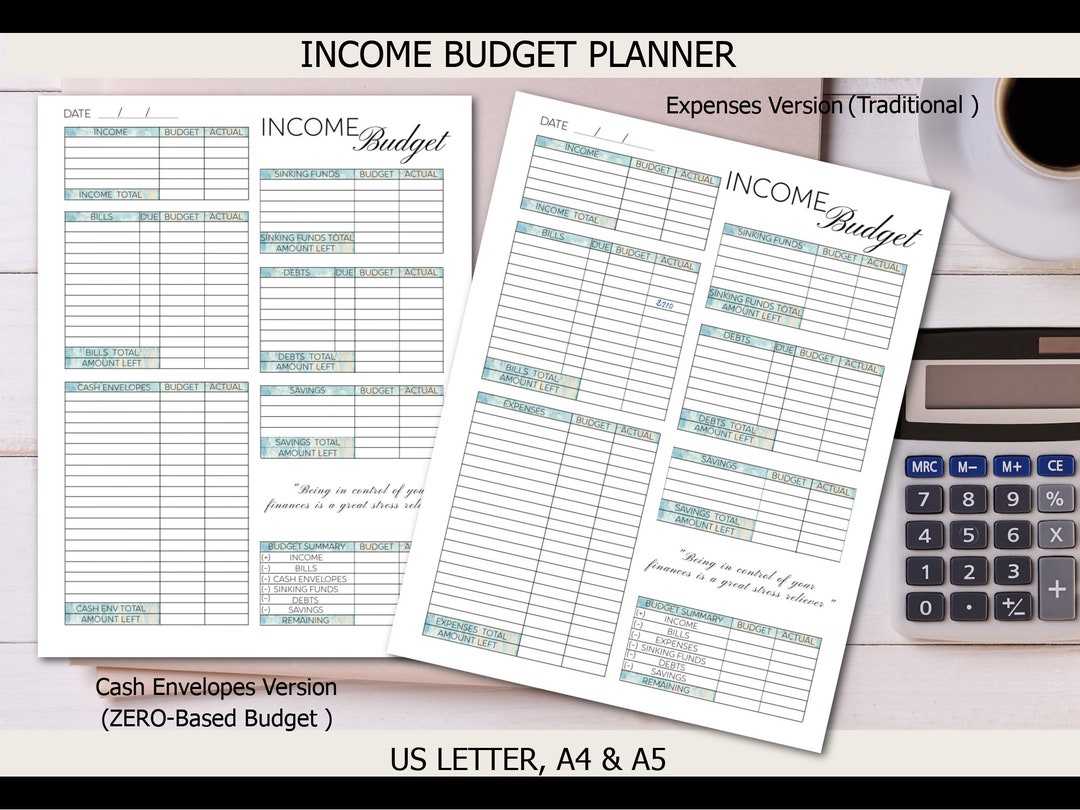 Income Budget Planner, Printable, Budget by Paycheck, Personal Budget ...