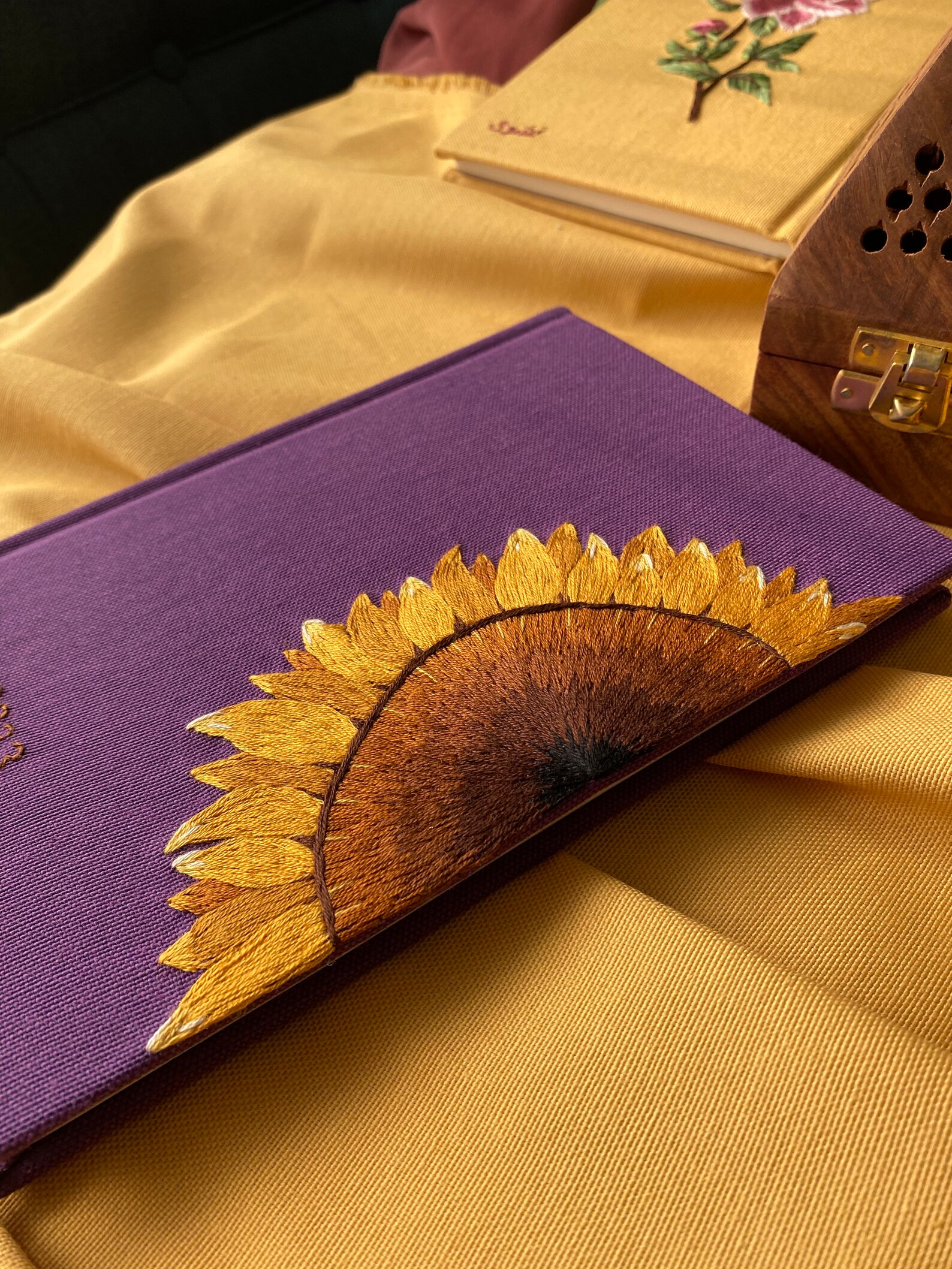 Purple Sunflower Embroidered Notebook, Personalized Gift Bullet Journal ...