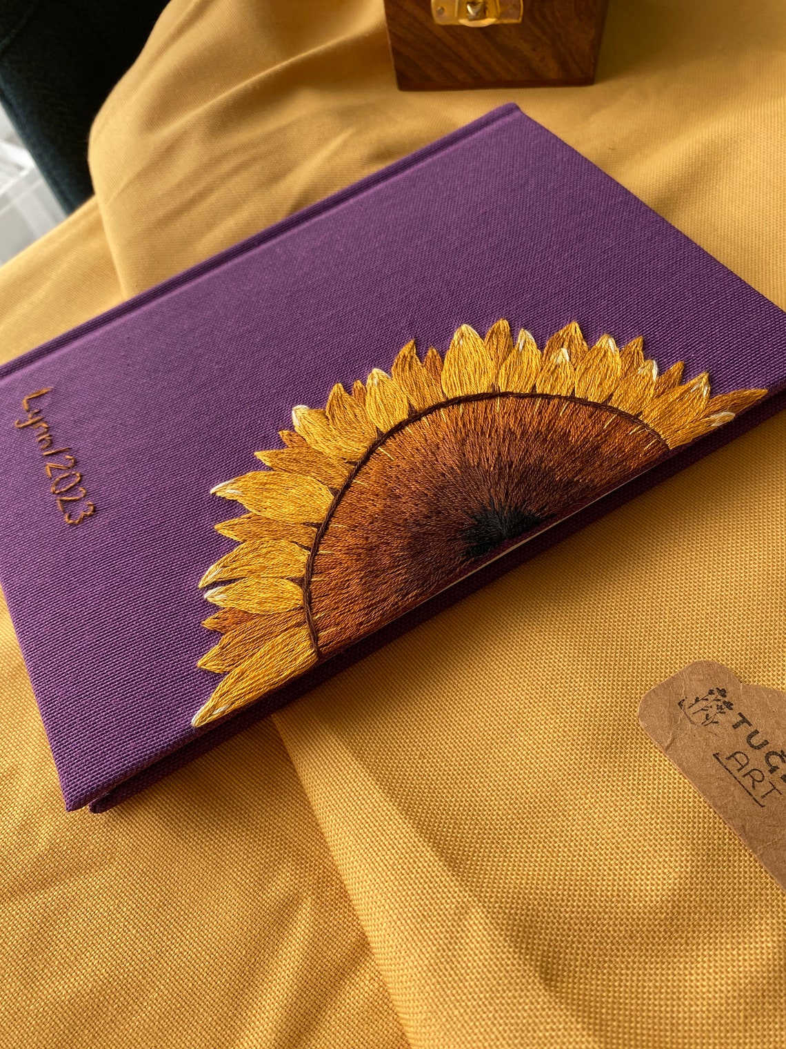 Purple Sunflower Embroidered Notebook, Personalized Gift Bullet Journal ...