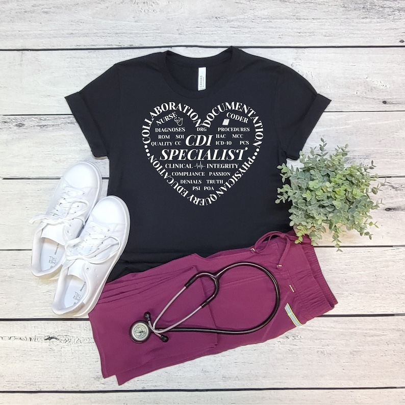 CDI Specialist Heart Shirt, CDI, Nursing, Coding, Coder Shirt, Nurse ...