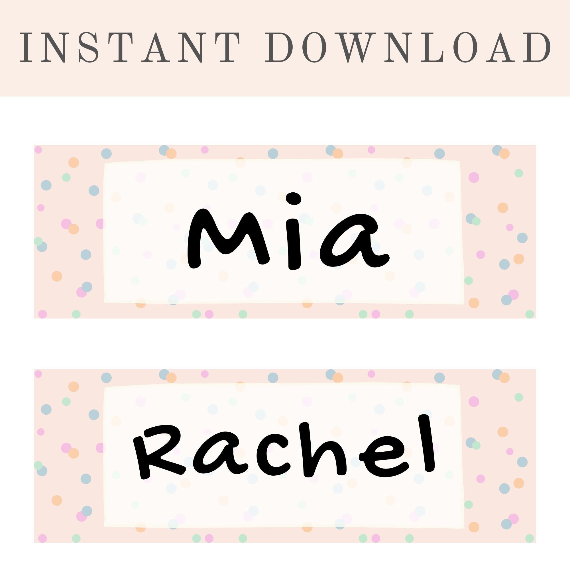 Girls Name Tag Template for School - Etsy