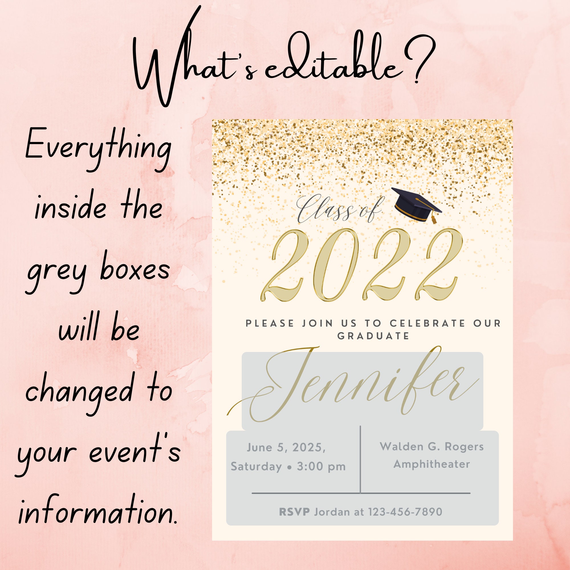 Editable Graduation Invitation for the Class of 2022 - Etsy