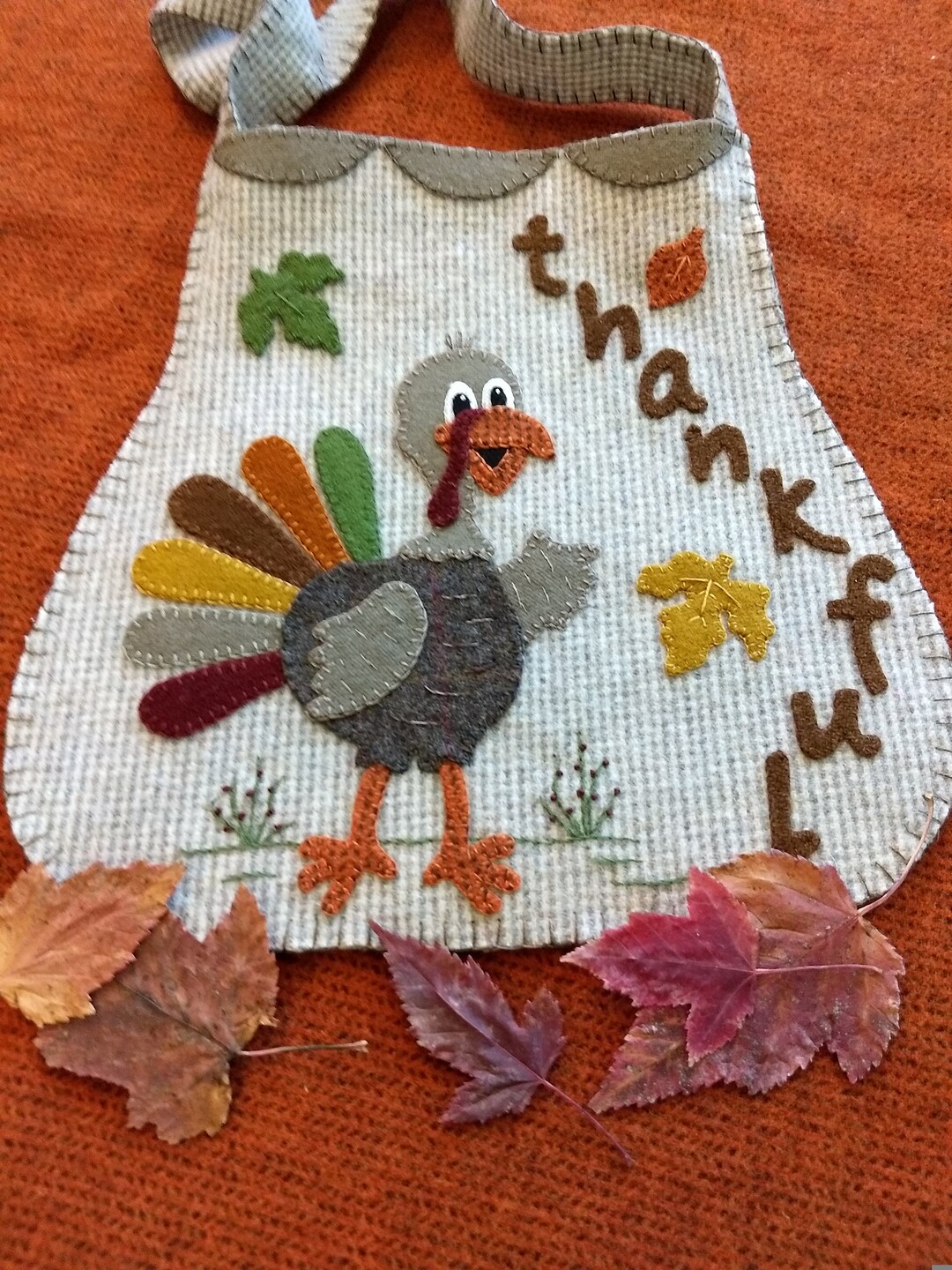 Thankful Turkey Pouch / Thanksgiving & Fall Wool Applique - DIGITAL ...