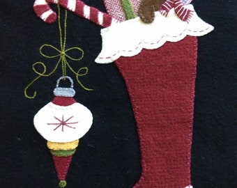 Christmas Eve Mouse Stocking Wool Appliqué Embroidery DIGITAL Jpeg and ...