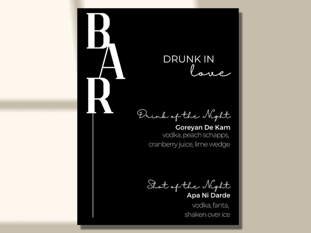 Drunk in Love, Bar Sign, Signature Drinks Sign - Etsy