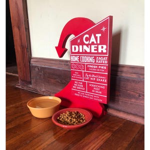 Funny Cat Dish Sign -cat Diner- Screen Printed Wooden Stand up Sign for ...